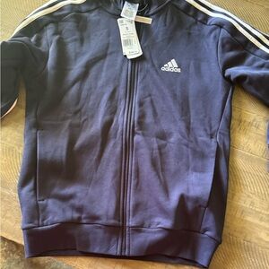 adidas | Shirts | Adidas Blue Track Jacket With Signature Stripes ...